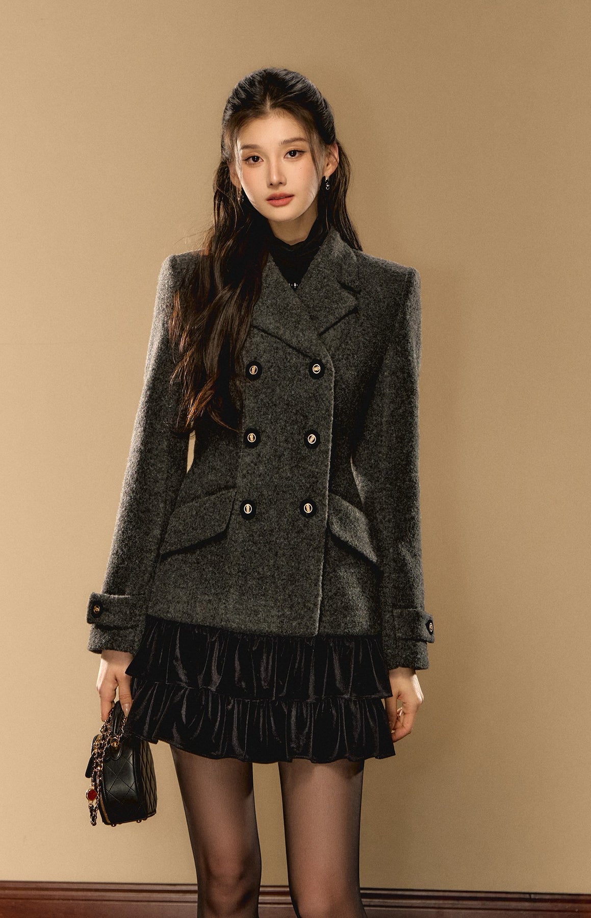 Retro-style Short Jacket/Velvet Skirt OSH0233 – Young Social Club.