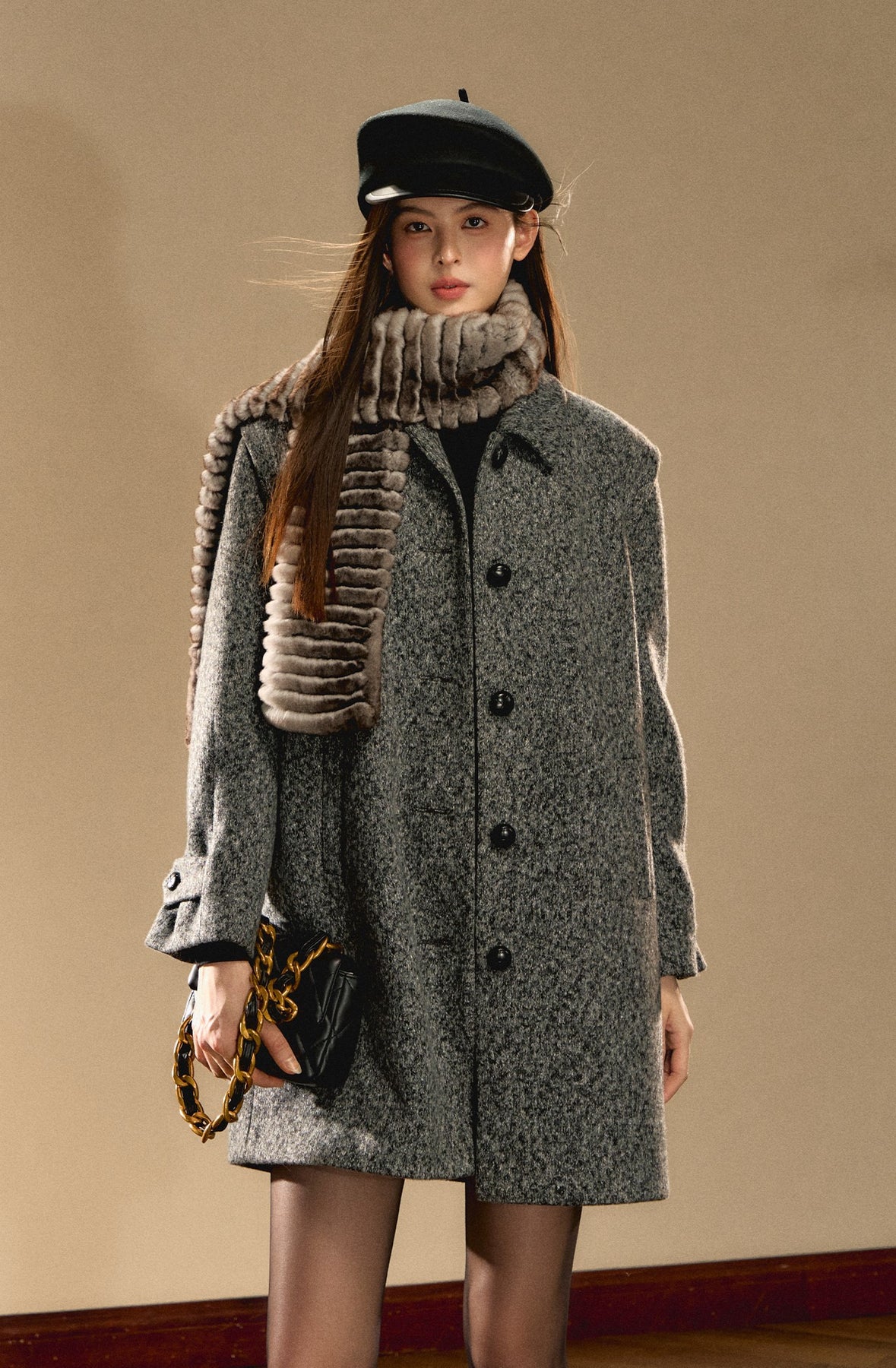 Gray Retro Mid-Length Coat OSH0227 – Young Social Club.