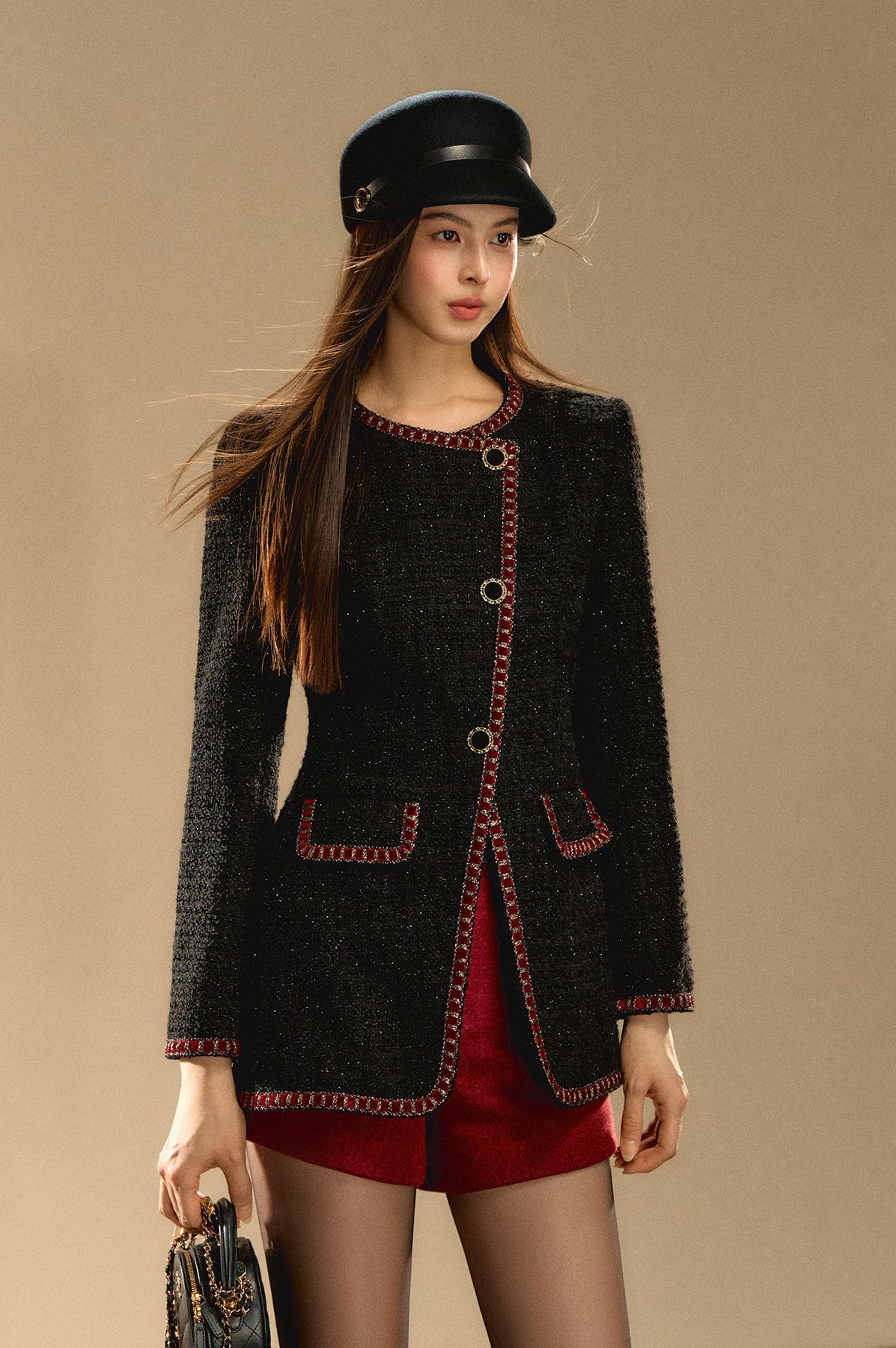 Retro Luxurious Style Slimming Jacket/Red Shorts OSH0228 – Young Social ...