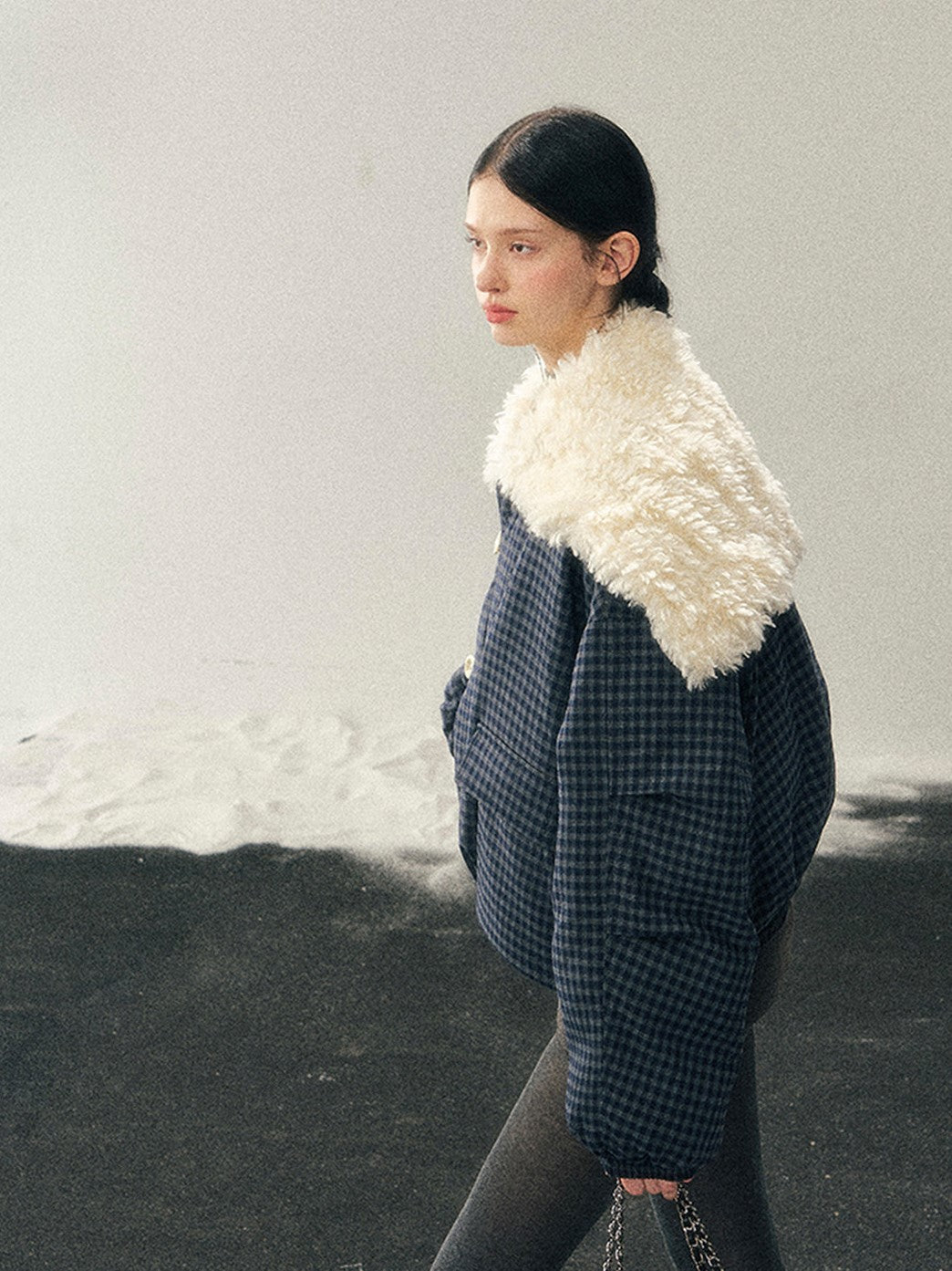 Large Collar Blue Quilted Jacket DIA0824 – Young Social Club.