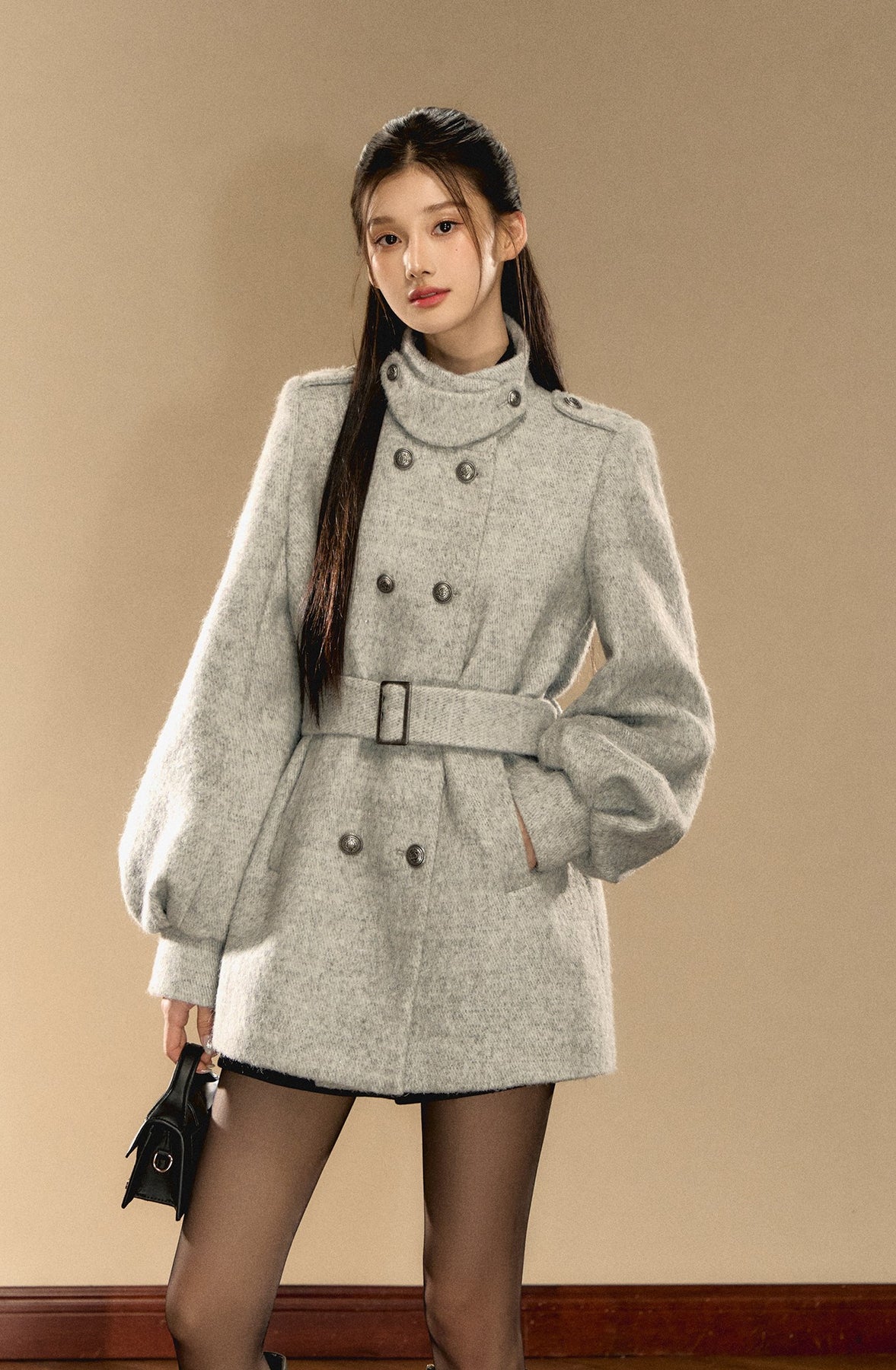 High-End Lantern Sleeve Wool Coat OSH0200 – Young Social Club.