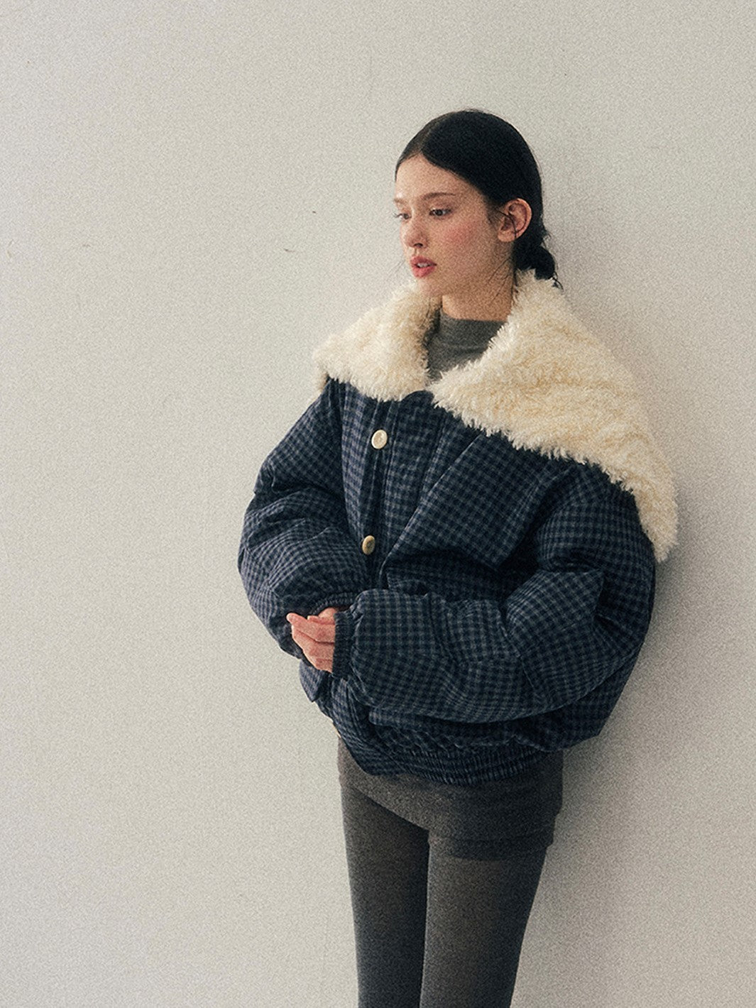 Large Collar Blue Quilted Jacket DIA0824 – Young Social Club.