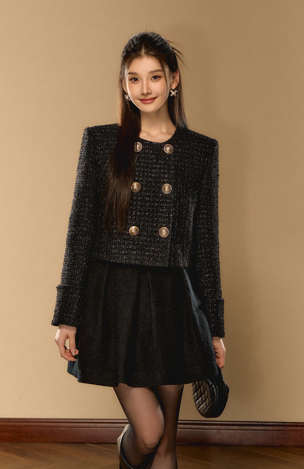 French-style Double-breasted Short Jacket OSH0225 – Young Social Club.