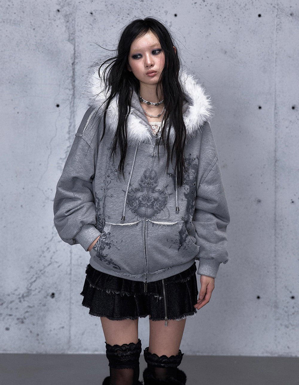 Street Punk Hooded Reversible Plush Sweatshirt Jacket NOR0233 – Young ...