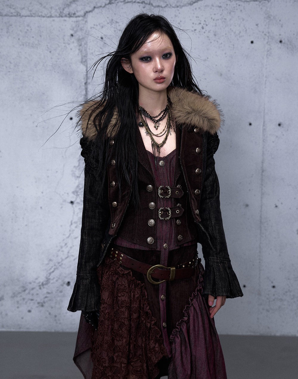 Vintage Detachable Fur Collar Denim Jacket NOR0228 – Young Social Club.